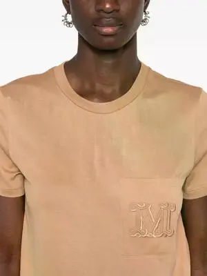 Max Mara Papaia Logo-embroidered T-shirt - Neutrals