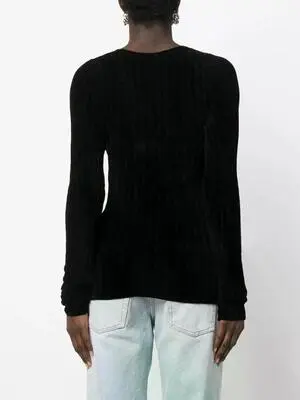 MSGM Twist-front Ribbed Long-sleeve Top