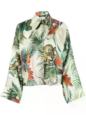 Roberto Cavalli Graphic-print Silk Shirt