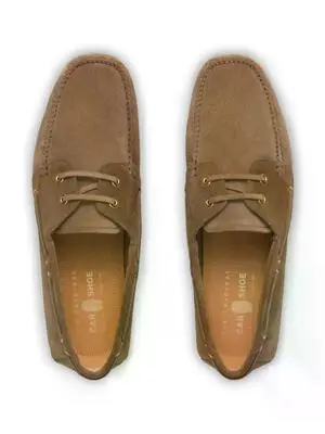 Car Shoe Lace-up Suede Loafers - Brown