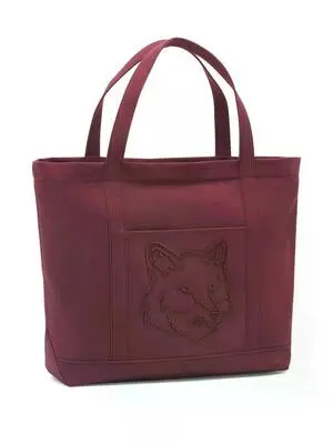 Maison Kitsuné Large Fox Head-embroidered Tote Bag - Red
