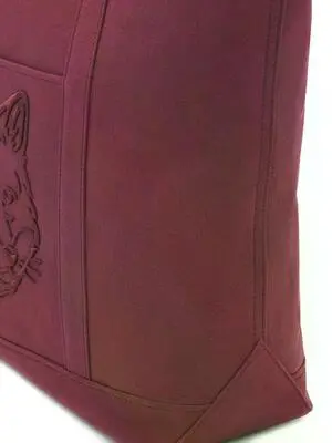 Maison Kitsuné Large Fox Head-embroidered Tote Bag - Red
