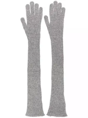 Fabiana Filippi Elbow-length Ribbed Cashmere Gloves - Grey