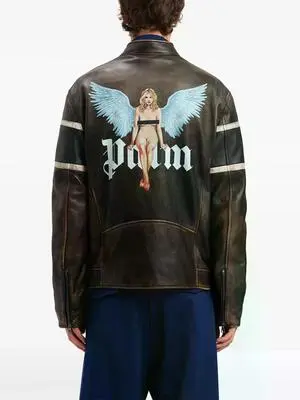 Palm Angels Crystal Pin-up Biker Jacket