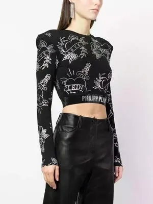 Philipp Plein Embellished Crewneck Long-sleeve Top
