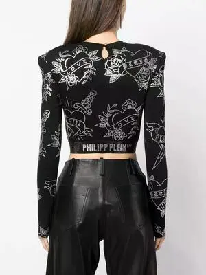 Philipp Plein Embellished Crewneck Long-sleeve Top
