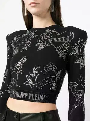 Philipp Plein Embellished Crewneck Long-sleeve Top