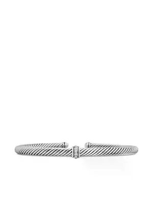 David Yurman Sterling Classic Cable Station Diamond Bracelet - Silver