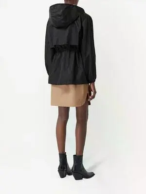 Burberry Hooded Jacket With Leather Trim