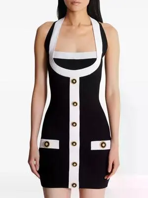 Balmain Two-tone Halterneck Dress