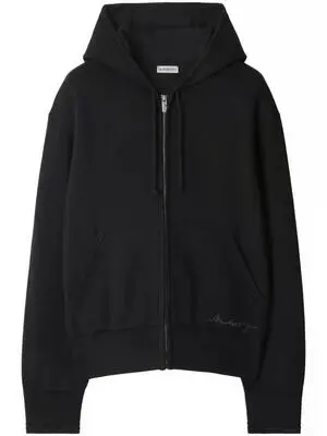 Burberry Logo-embroidered Wool-blend Jacket - Black