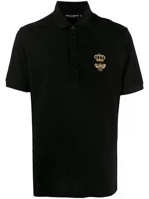 Dolce & Gabbana Embroidered Piqué Polo Shirt - Black