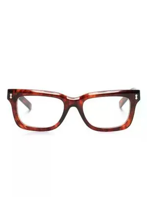 Gucci Logo-engraved Square-frame Glasses - Brown