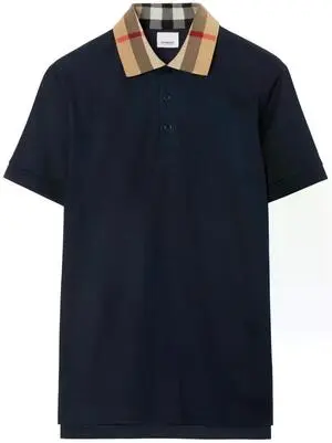 Burberry Checked-collar Cotton Polo Shirt