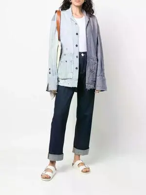 GREG LAUREN Striped Patchwork Cotton Shirt