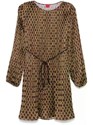 Hugo Geometric-print Pleated Dress