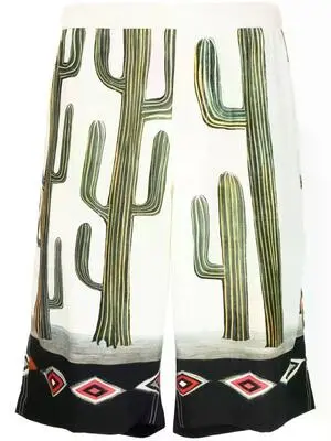 ENDLESS JOY Graphic-print Rayon Shorts - Brown