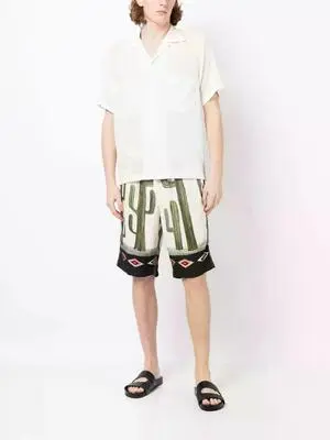 ENDLESS JOY Graphic-print Rayon Shorts - Brown