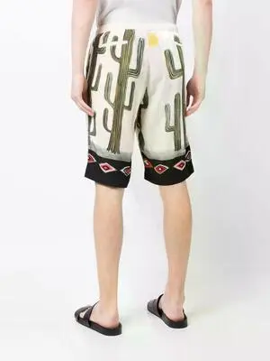 ENDLESS JOY Graphic-print Rayon Shorts - Brown