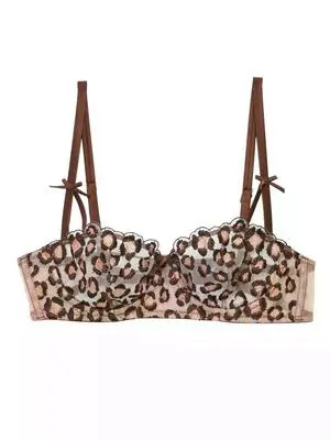 FLEUR DU MAL Leopard-embroidered Balconette Bra - Brown