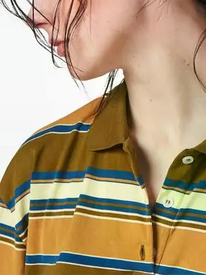 Miu Miu Striped Cotton Polo Shirt - Brown