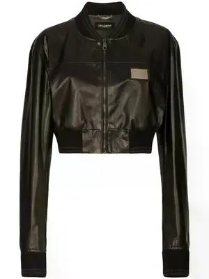 Dolce & Gabbana Logo-plaque Cropped Leather Jacket