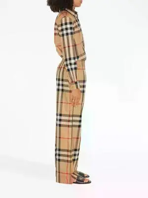 Burberry Check-pattern Flared Cotton Trousers