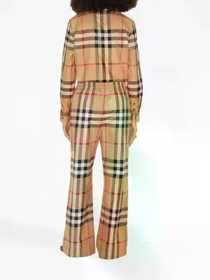 Burberry Check-pattern Flared Cotton Trousers