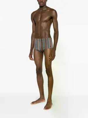 AMIR SLAMA Logo-plaque Striped Swim Shorts