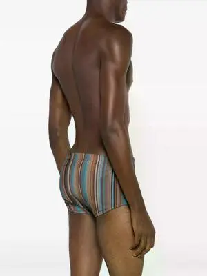 AMIR SLAMA Logo-plaque Striped Swim Shorts