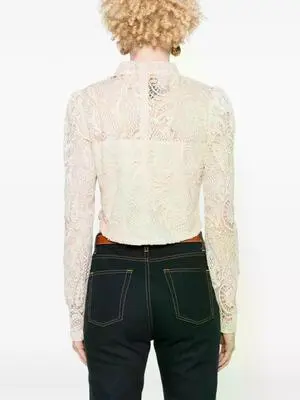 TWINSET Cropped Macramé-lace Top