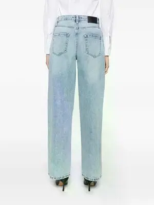 Dkny Stud-embellished Wide-leg Jeans - Blue