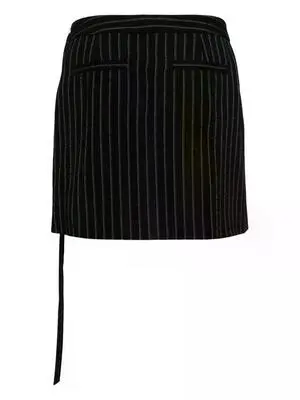 AMI Paris Pinstriped Belted Skirt