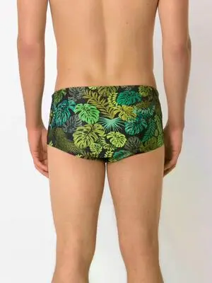 AMIR SLAMA Leaf Print Swim Briefs