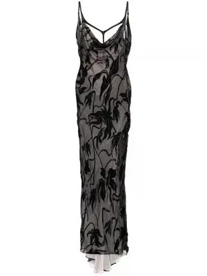 MUGLER Flocked Maxi Dress