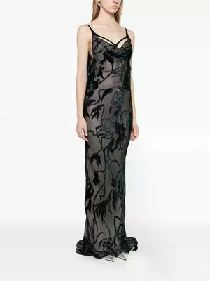 MUGLER Flocked Maxi Dress