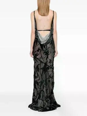 MUGLER Flocked Maxi Dress