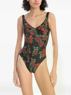 AMIR SLAMA Rose-print Swimsuit