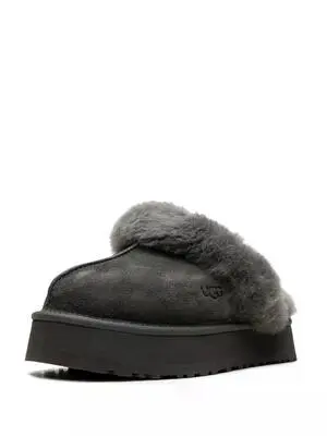 UGG Disquette Shearling Platform Slippers - Grey