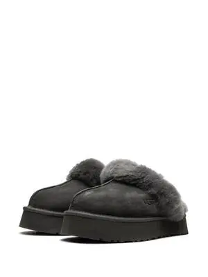 UGG Disquette Shearling Platform Slippers - Grey