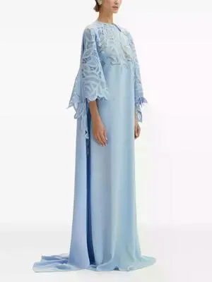 Oscar De La Renta Rose-motif Cut-out Kaftan Dress