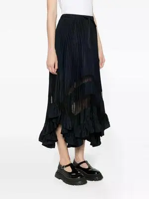 Claudie Pierlot Pleated Midi Skirt With Ruffle Hem
