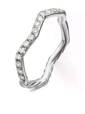 David Yurman Sterling Zig Zag Stax Diamond Band Ring