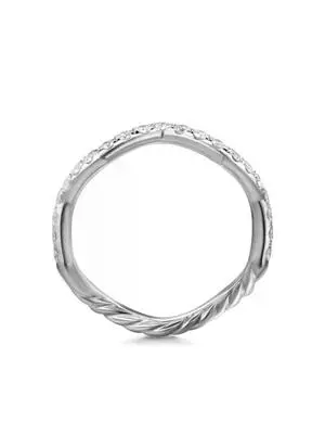 David Yurman Sterling Zig Zag Stax Diamond Band Ring