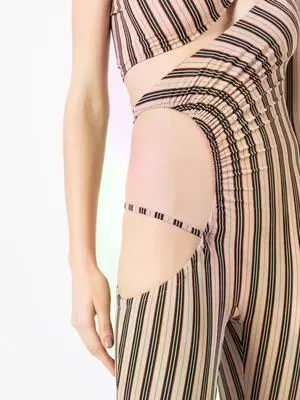 AMIR SLAMA Stripe-print One-shoulder Jumpsuit