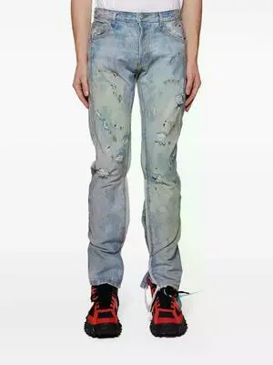 RRR123 Painted And Repaired Slim-cut Jeans