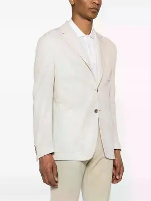 Canali Mélange-effect Single-breasted Blazer