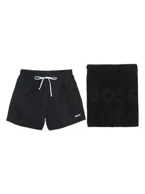 BOSS Logo-print Swim Shorts Set - Black
