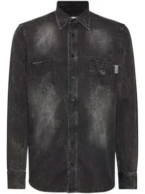 Philipp Plein Skull & Bones Denim Shirt