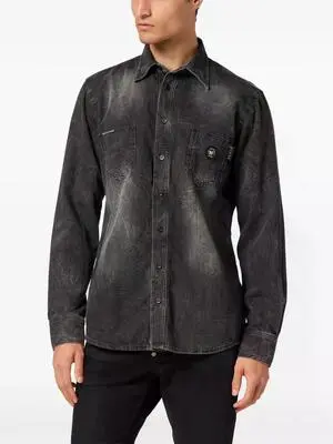 Philipp Plein Skull & Bones Denim Shirt